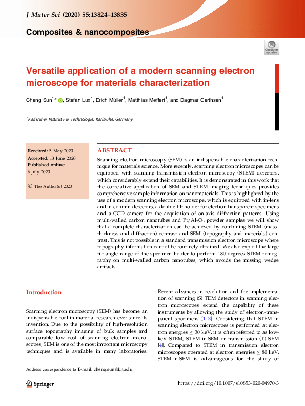 (PDF) Versatile application of a modern scanning electron microscope for materials characterization