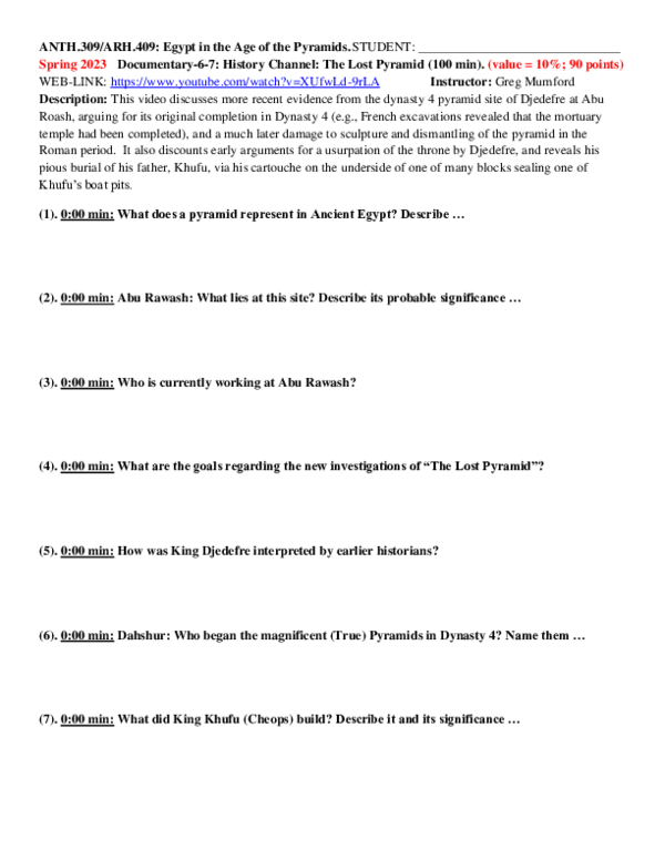 (PDF) Anth. 309: Documentary response sheet-6-7: History: The Lost ...