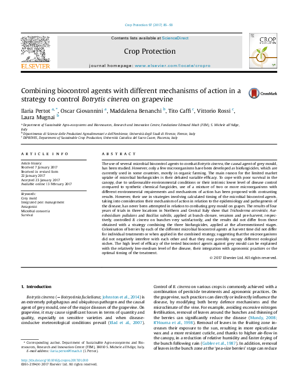 (PDF) Combining biocontrol agents with different mechanisms of action in a strategy to control ...
