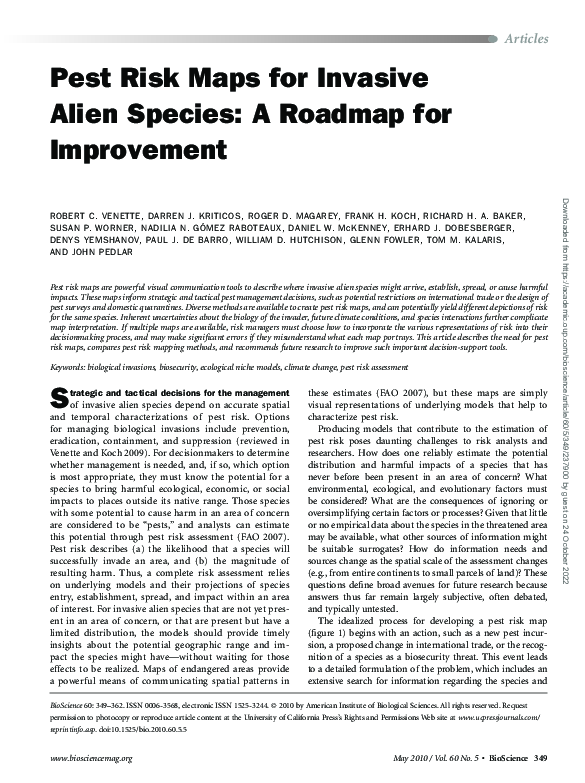 (PDF) Pest Risk Maps for Invasive Alien Species: A Roadmap for Improvement