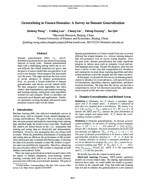Pdf Generalizing To Unseen Domains A Survey On Domain Generalization
