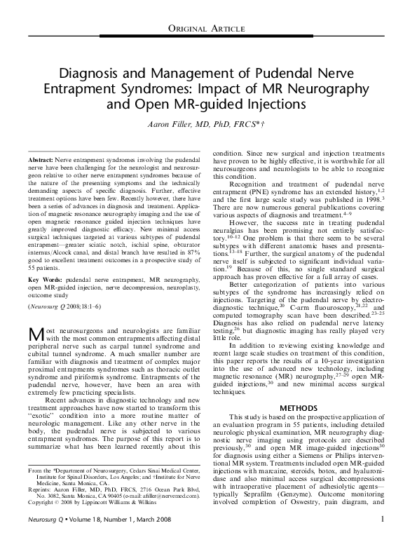 (PDF) Diagnosis and Management of Pudendal Nerve Entrapment Syndromes ...