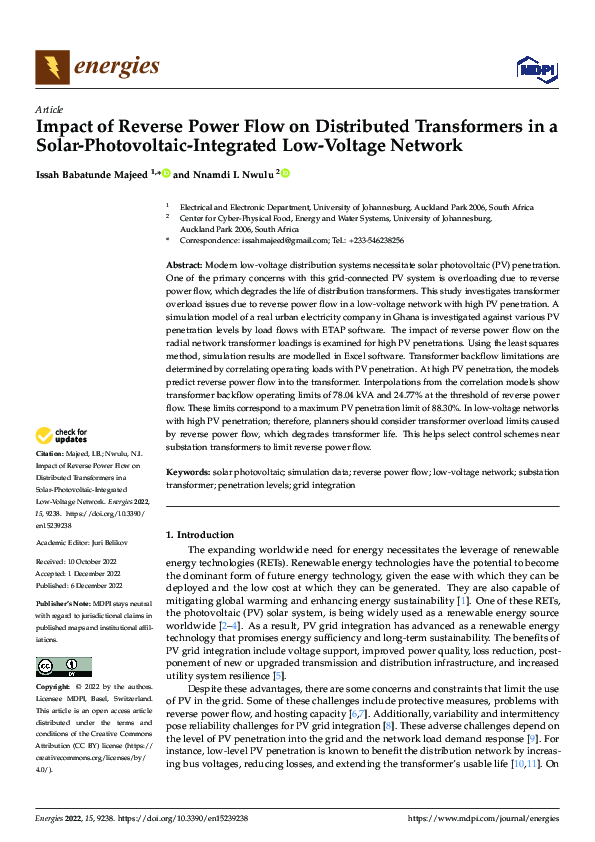 (PDF) Impact of Reverse Power Flow on Distributed Transformers in a ...