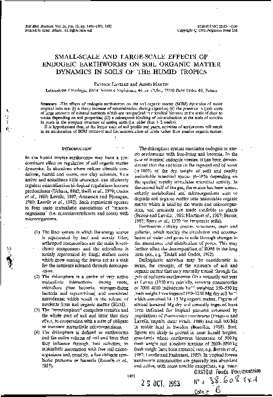 (PDF) Small-scale and large-scale effects of endogeic earthworms on ...