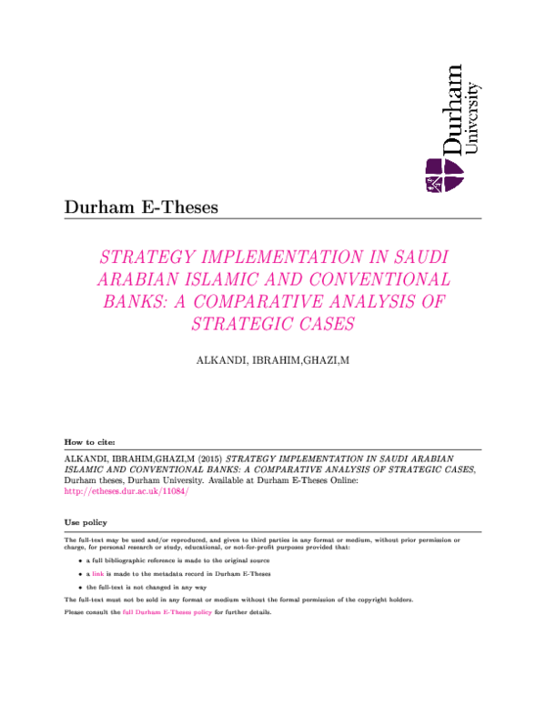 (PDF) Strategy implementation in Saudi Arabian Islamic and conventional ...
