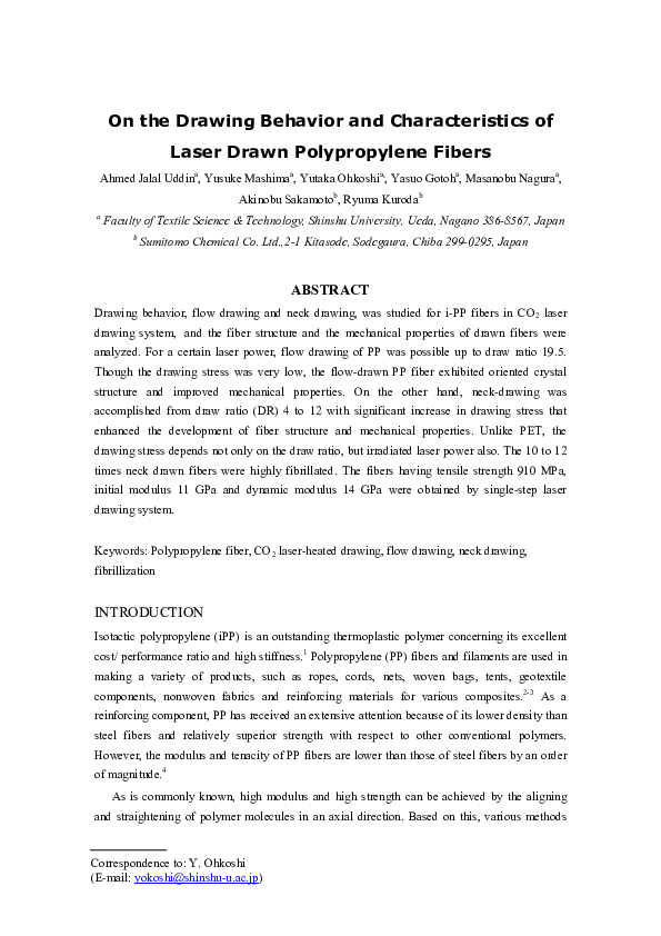 (PDF) Drawing behavior and characteristics of laser-drawn polypropylene ...