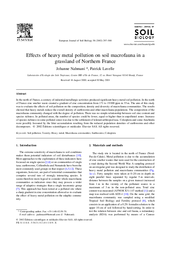 (PDF) Effects of heavy metal pollution on soil macrofauna in a ...
