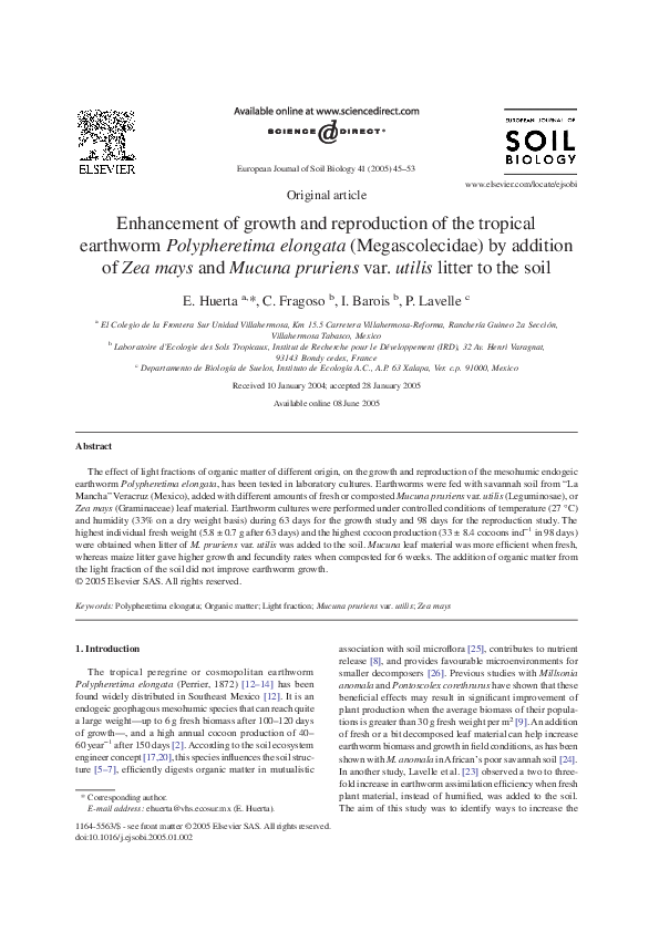 (PDF) Enhancement of growth and reproduction of the tropical earthworm ...