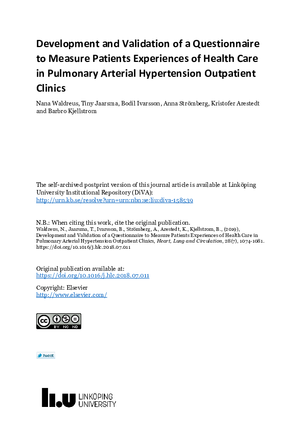 (PDF) Development and Validation of a Questionnaire to Measure Patient ...