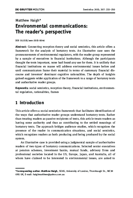 (PDF) Environmental communications: The reader’s perspective