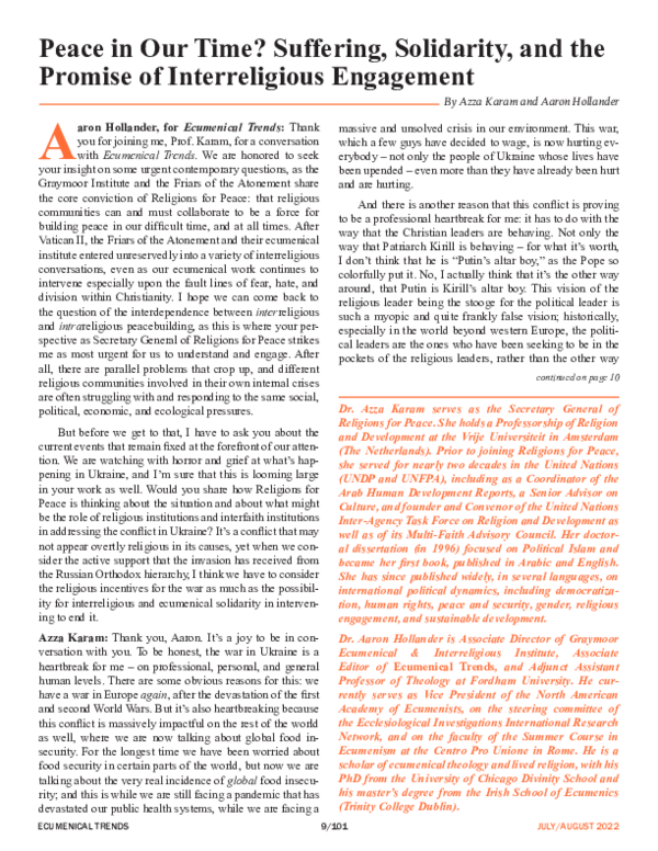 (PDF) Peace in our Time? Suffering, Solidarity, and the Promise of ...