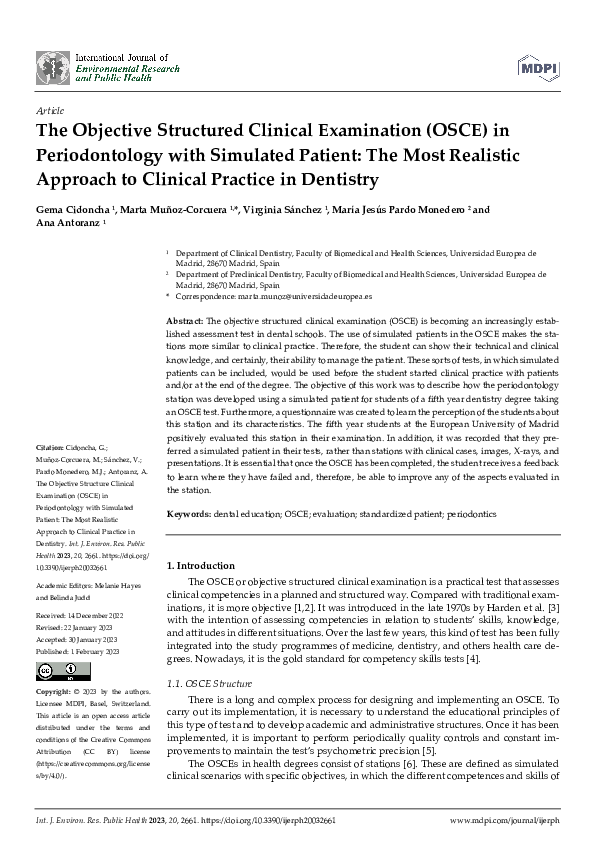 (PDF) The Objective Structured Clinical Examination (OSCE) in ...