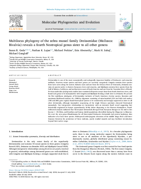 (PDF) Multilocus Phylogeny of the Zebra Mussel Family Dreissenidae ...