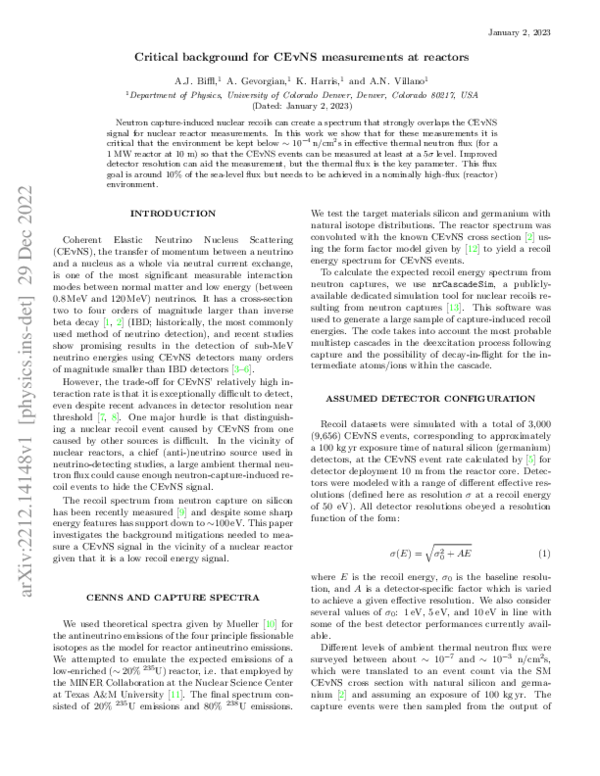 (PDF) Critical background for CE$\nu$NS measurements at reactors