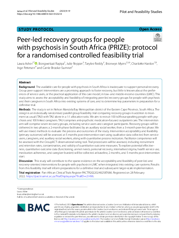 (PDF) Peer-led recovery groups for people with psychosis in South ...