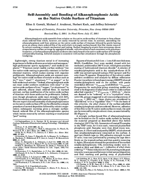 (PDF) Self-Assembly and Bonding of Alkanephosphonic Acids on the Native ...