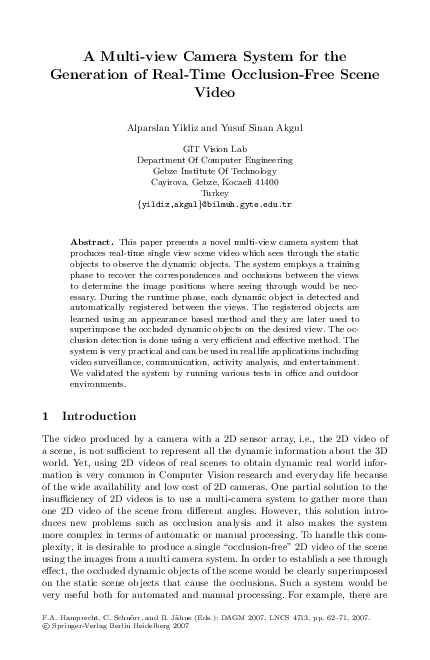 (PDF) A Multi-view Camera System for the Generation of Real-Time ...
