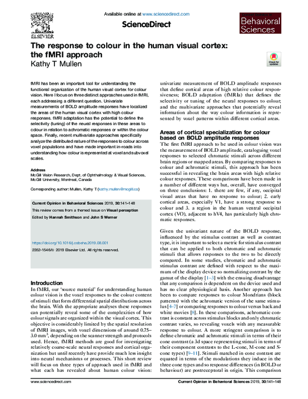 (PDF) The response to colour in the human visual cortex: the fMRI approach