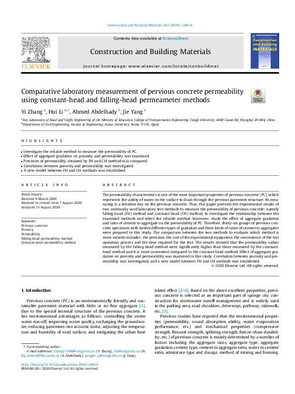 (PDF) Comparative laboratory measurement of pervious concrete ...