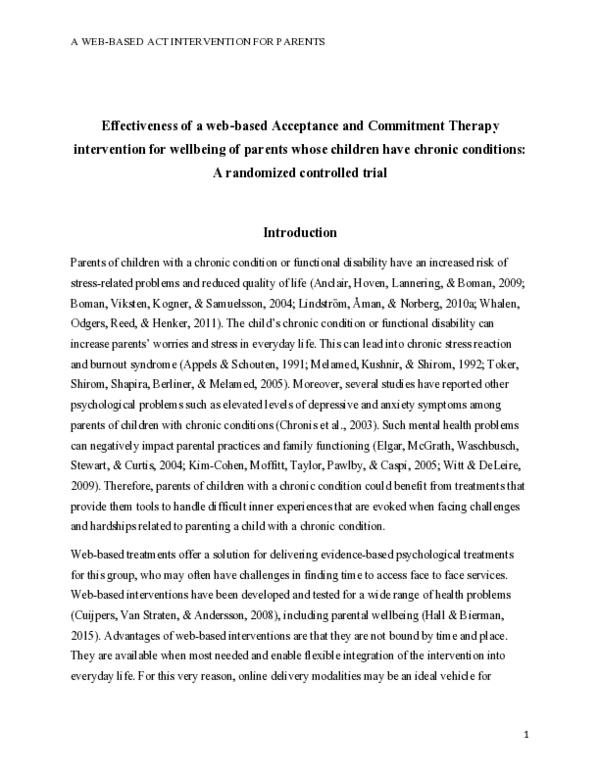 (PDF) Effectiveness of a web-based Acceptance and Commitment Therapy intervention for wellbeing ...