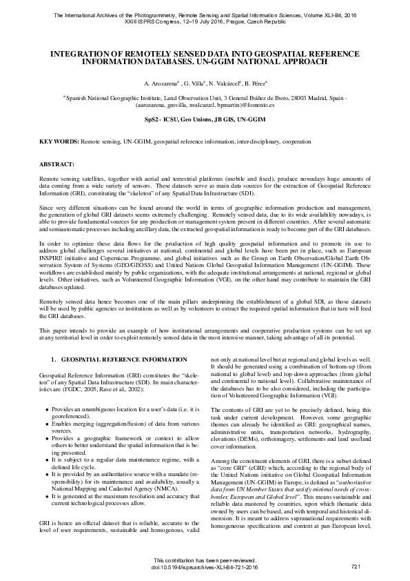 (PDF) Integration of Remotely Sensed Data Into Geospatial Reference Information Databases. Un ...