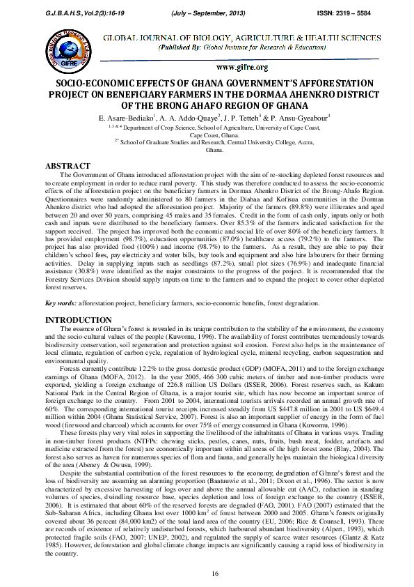 (PDF) Socio-Economic Effects of Ghana Government's Afforestation ...