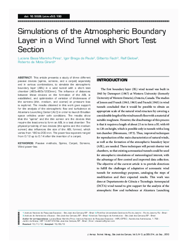 (PDF) Simulations of the Atmospheric Boundary Layer in a Wind Tunnel ...