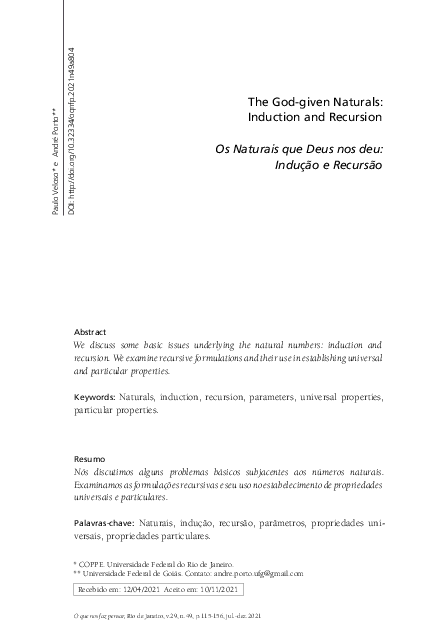 (PDF) The God-given Naturals: Induction and Recursion Os Naturais que ...