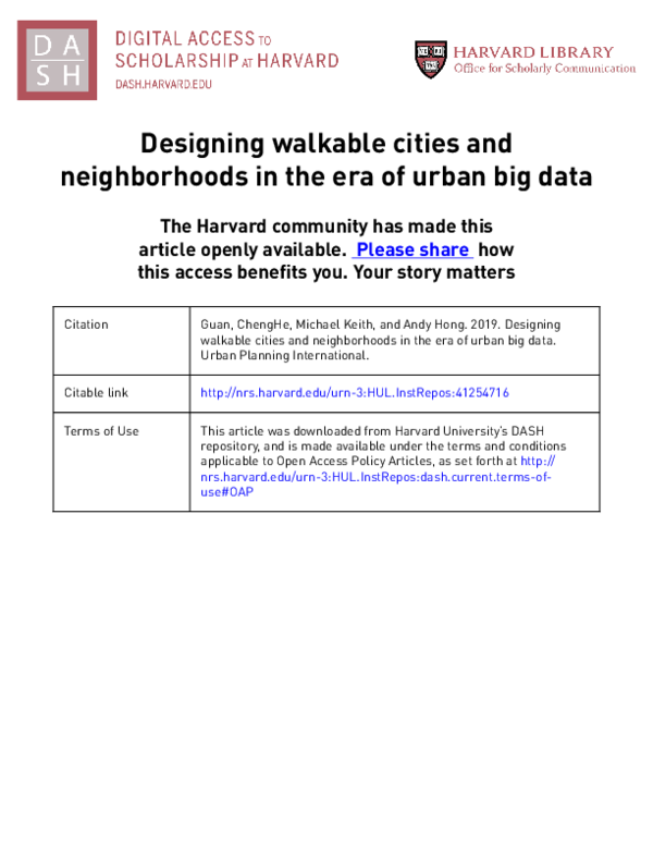 (PDF) Designing Walkable Cities and Neighborhoods in the Era of Urban ...