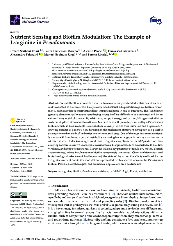(PDF) Nutrient Sensing and Biofilm Modulation: The Example of L ...