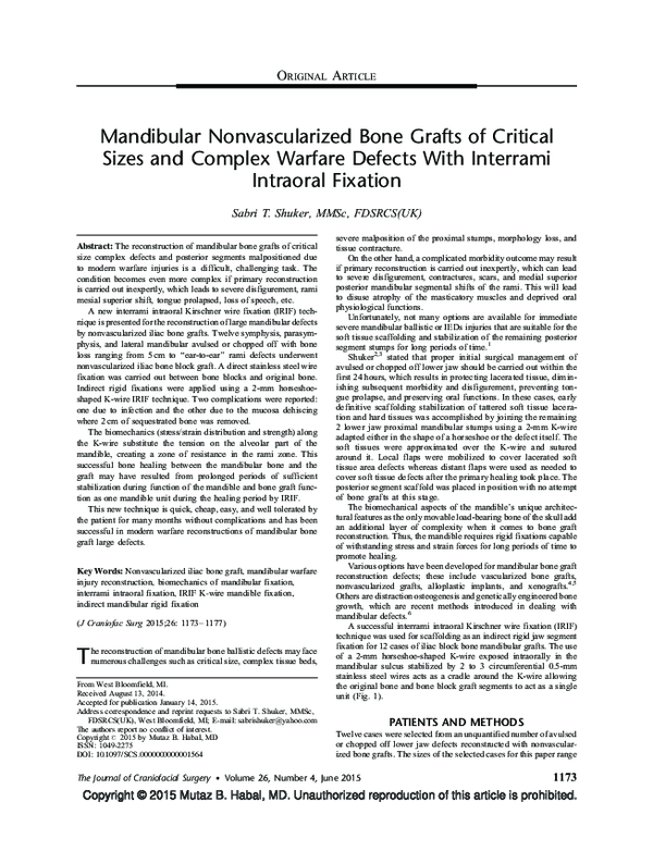 (PDF) Mandibular Nonvascularized Bone Grafts of Critical Sizes and ...