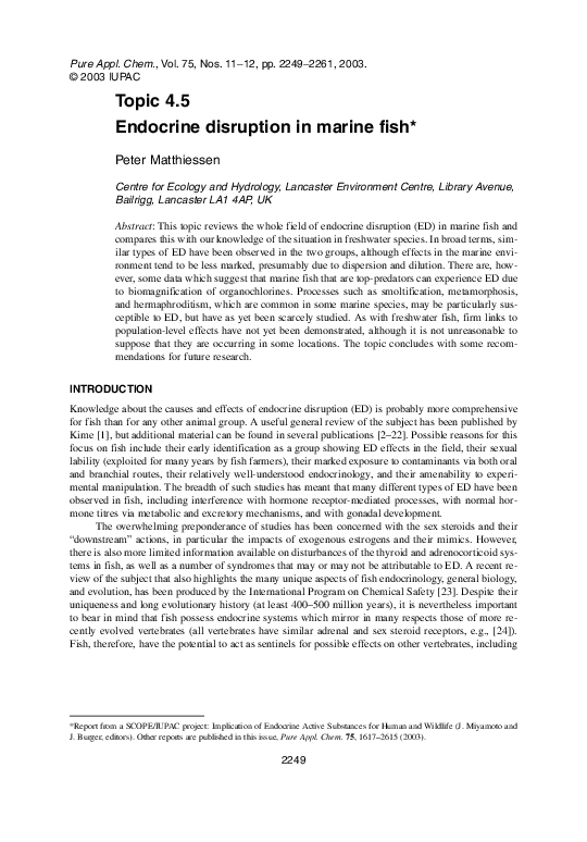 (PDF) Endocrine disruption in marine fish