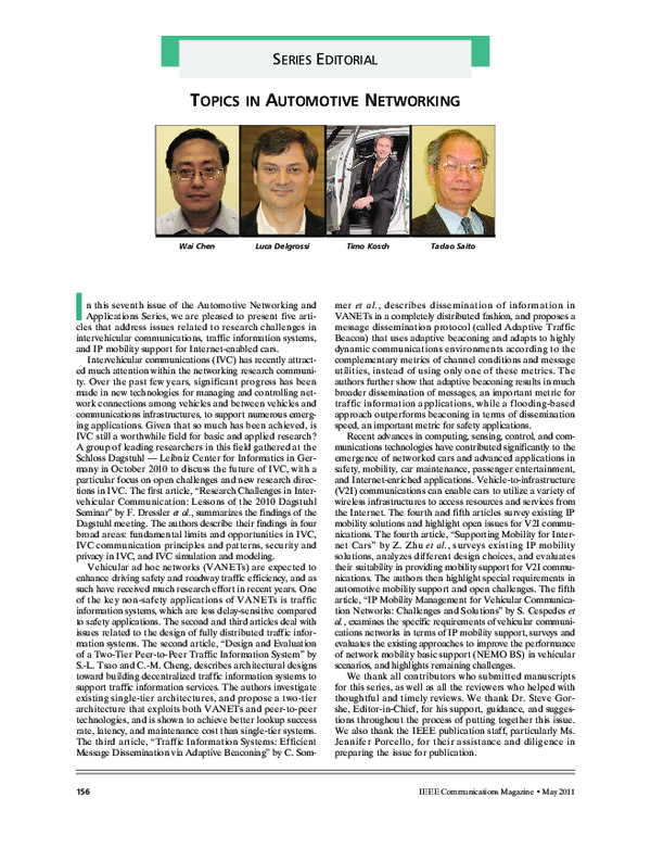(PDF) Topics in automotive networking - [series editorial]