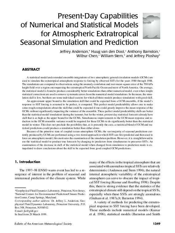 (PDF) Present-Day Capabilities of Numerical and Statistical Models for ...