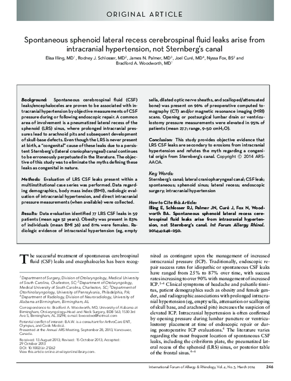 (PDF) Spontaneous sphenoid lateral recess cerebrospinal fluid leaks ...