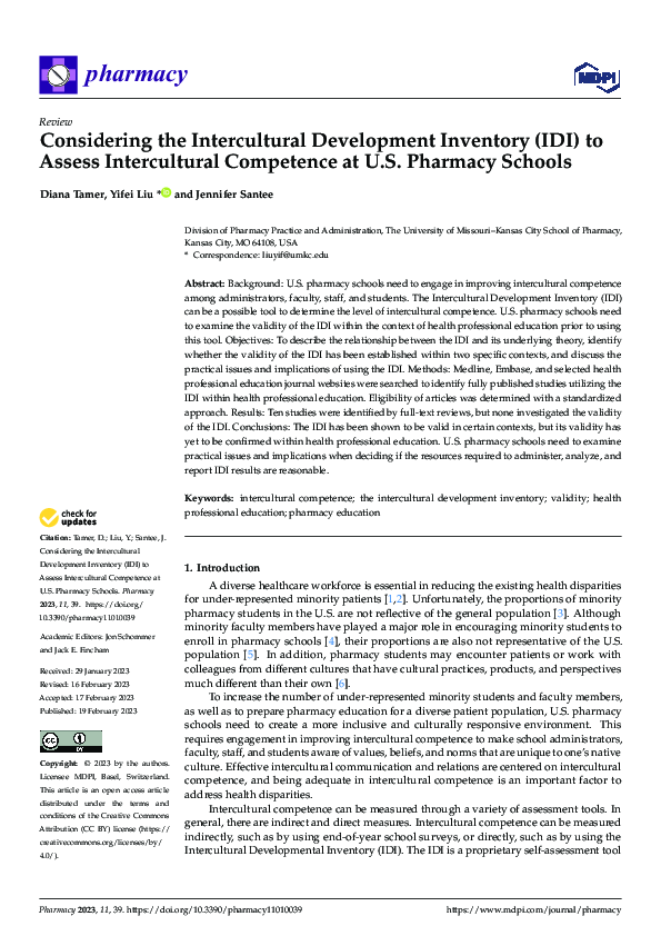 (PDF) Considering the Intercultural Development Inventory (IDI) to ...