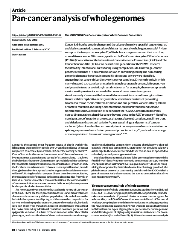 (PDF) Pan-cancer analysis of whole genomes