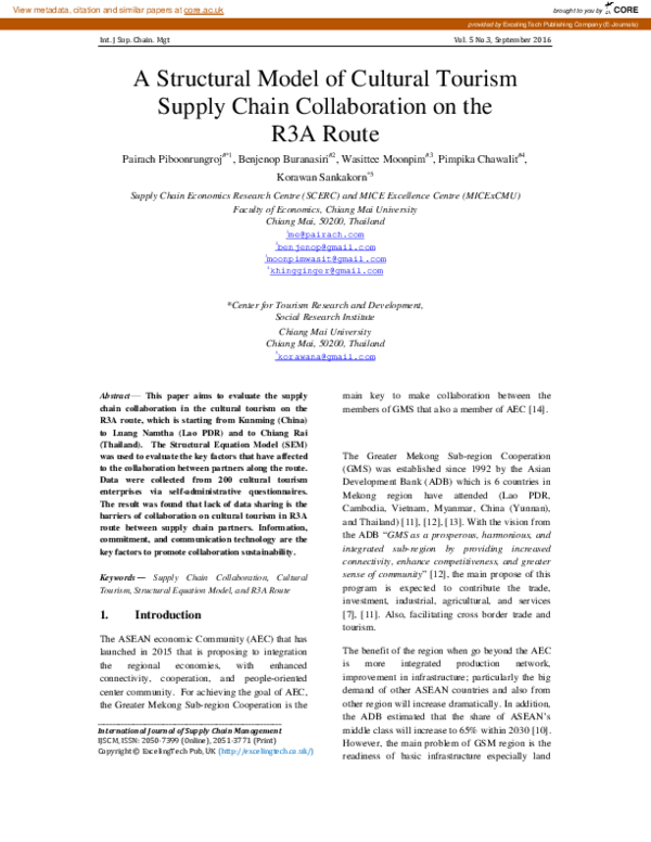 (PDF) A Structural Model of Cultural Tourism Supply Chain Collaboration ...