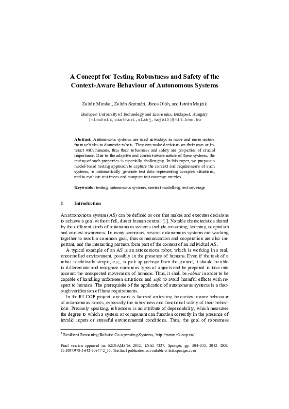 (PDF) A concept for testing robustness and safety of the context-aware ...