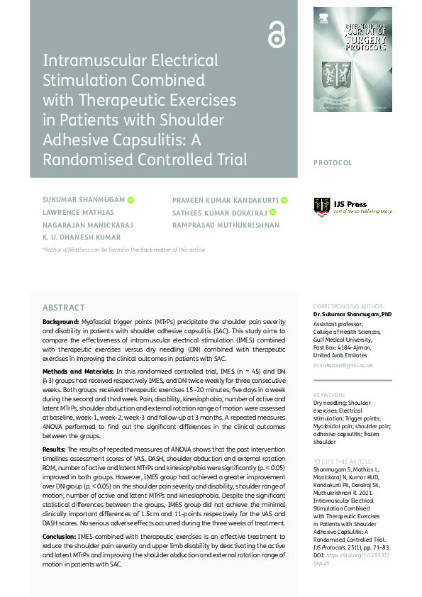 (PDF) Intramuscular Electrical Stimulation Combined with Therapeutic Exercises in Patients with ...