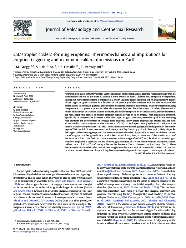 (PDF) Catastrophic caldera-forming eruptions: Thermomechanics and ...