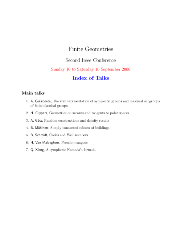(PDF) Finite geometries