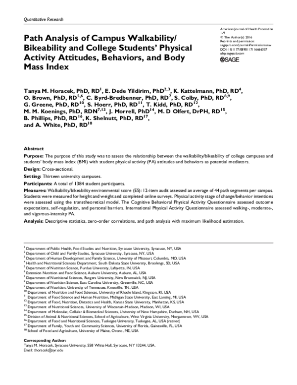 (PDF) Path Analysis of Campus Walkability/Bikeability and College Students’ Physical Activity ...