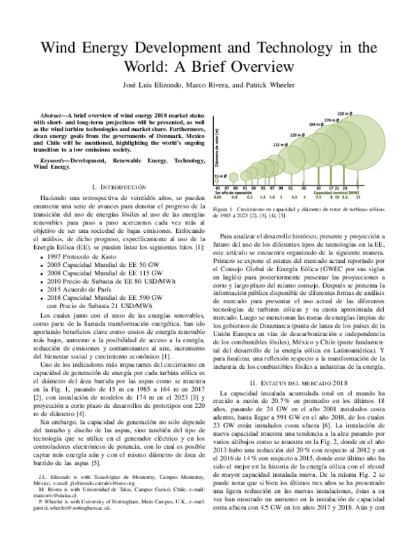 (PDF) Wind Energy Development and Technology in the World: A Brief Overview