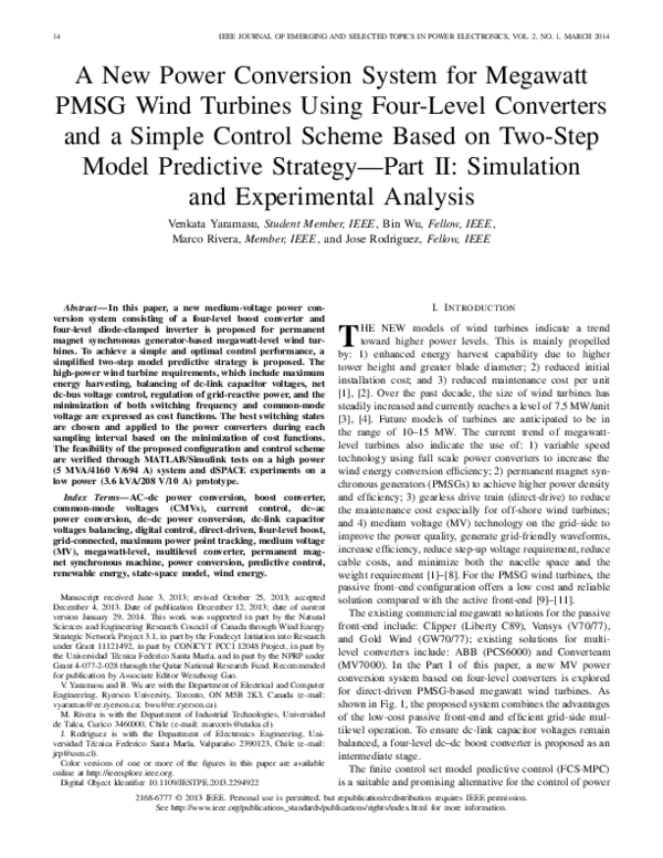 (PDF) A New Power Conversion System for Megawatt PMSG Wind Turbines Using Four-Level Converters ...
