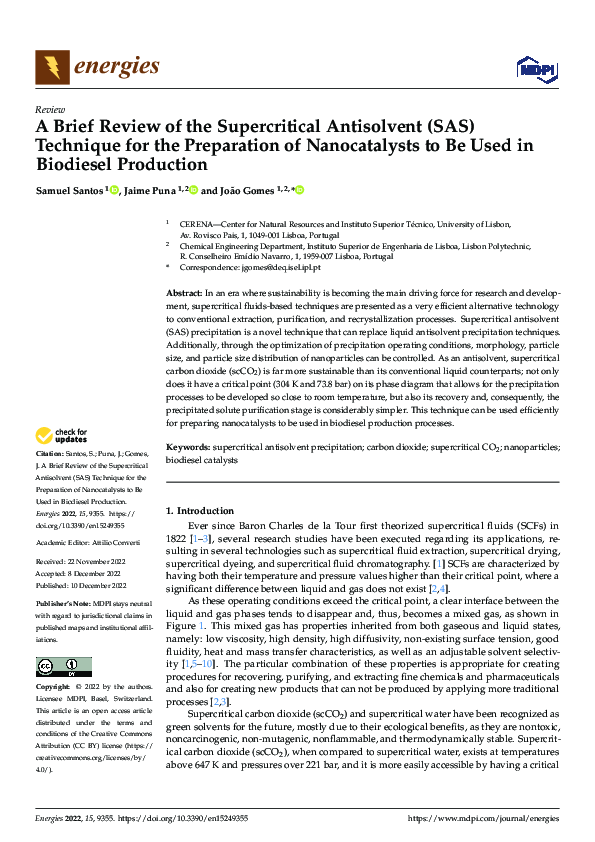 (PDF) A Brief Review of the Supercritical Antisolvent (SAS) Technique ...