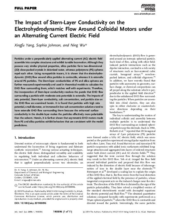 (PDF) The Impact of Stern‐Layer Conductivity on the Electrohydrodynamic ...