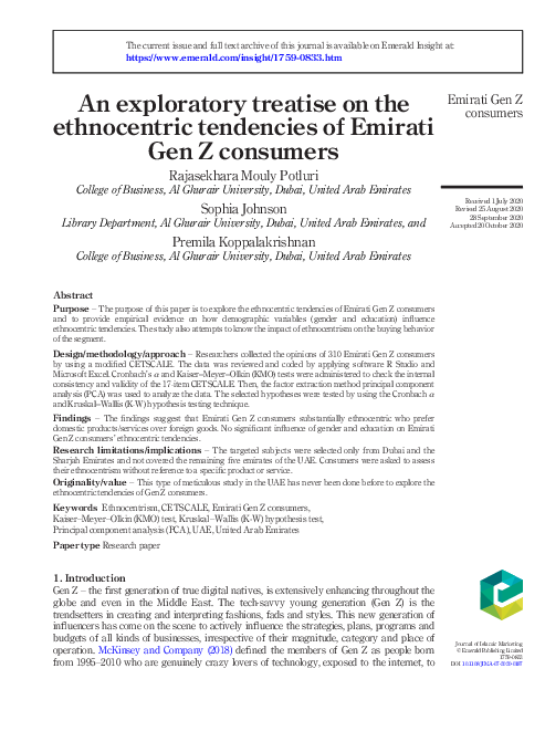 (PDF) An exploratory treatise on the ethnocentric tendencies of Emirati ...