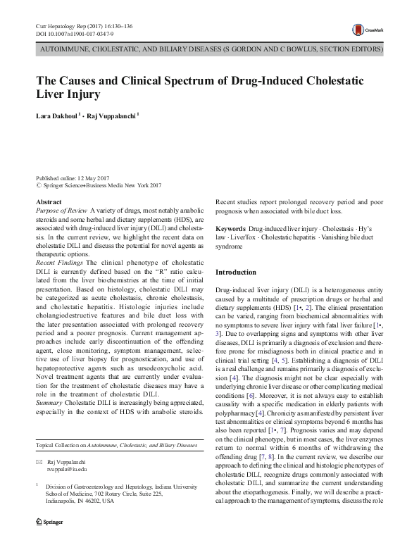 (PDF) The Causes and Clinical Spectrum of Drug-Induced Cholestatic ...