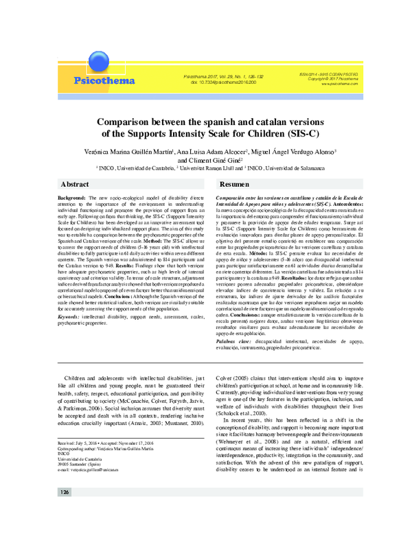 (PDF) Comparison between the spanish and catalan versions of the ...